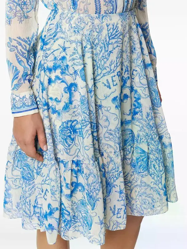 Versace Underwater Barocco Print Midi Skirt