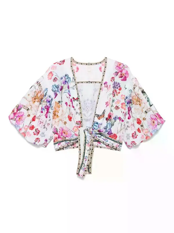 Camilla Monserrate Magic Crop Top With Knot Detailing And Wide Sleeves