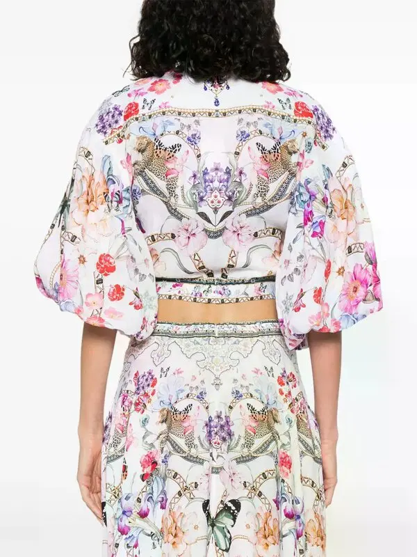 Camilla Monserrate Magic Crop Top With Knot Detailing And Wide Sleeves