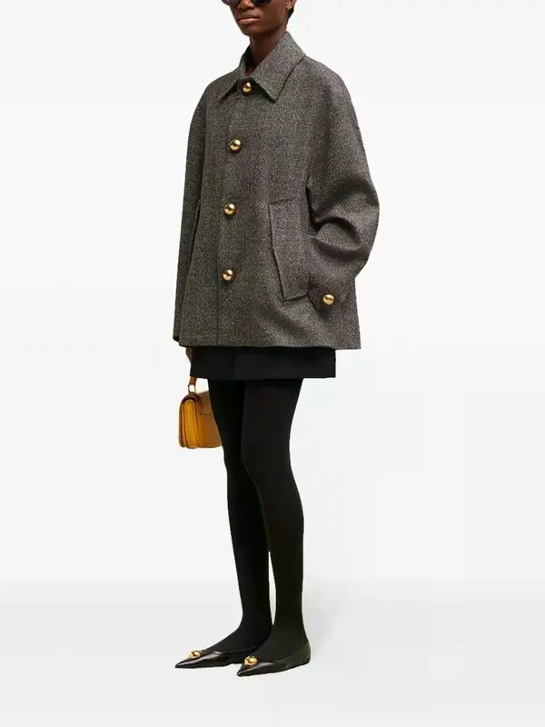 AMI Paris Belted Wool-cotton Blend Coat