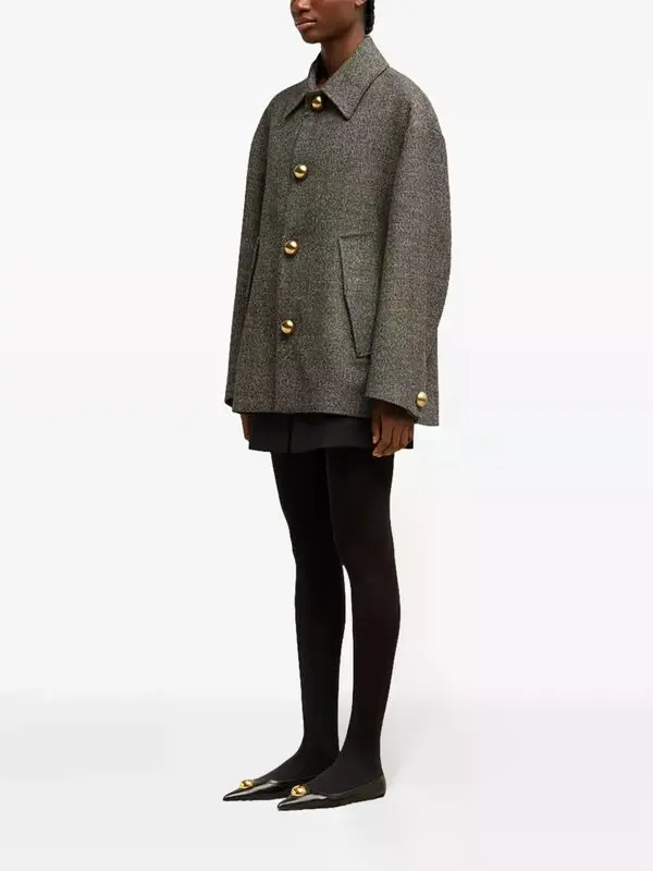 AMI Paris Belted Wool-cotton Blend Coat