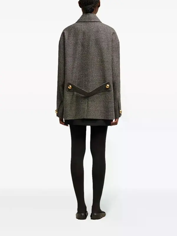 AMI Paris Belted Wool-cotton Blend Coat