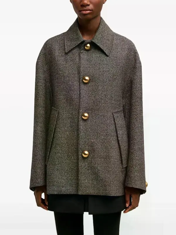 AMI Paris Belted Wool-cotton Blend Coat