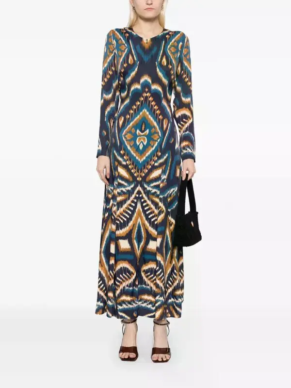 Farm Rio Long Sleeve Printed Maxi Dress