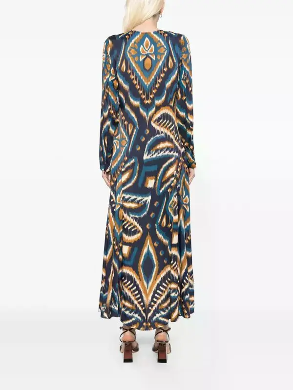 Farm Rio Long Sleeve Printed Maxi Dress
