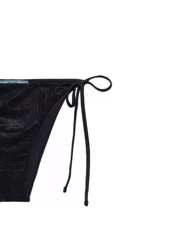 Prada Logo-plaque Side-tie Bikini Bottom - Black
