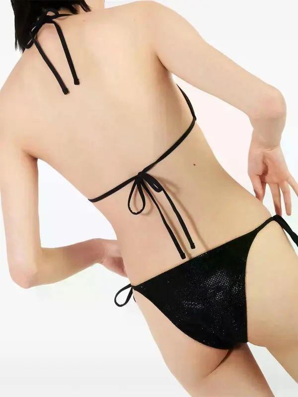 Prada Logo-plaque Side-tie Bikini Bottoms - Black