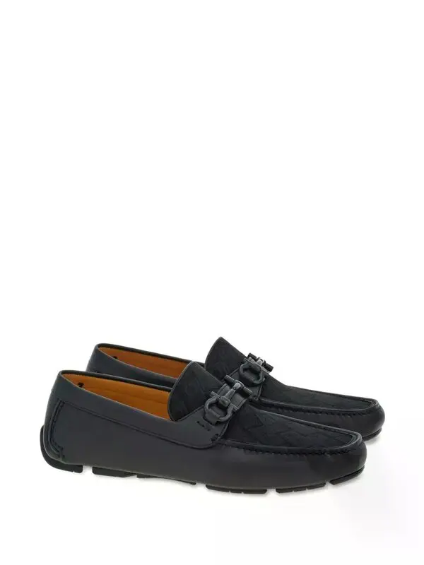 FERRAGAMO Gancini Jacquard Leather Loafers