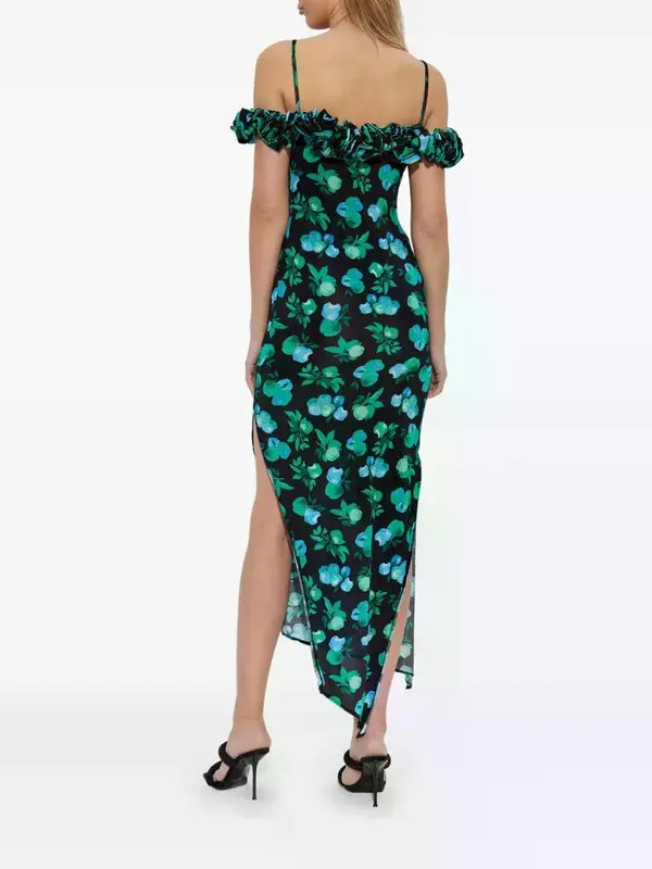 Coperni Off-shoulder Ruffled Midi Dress