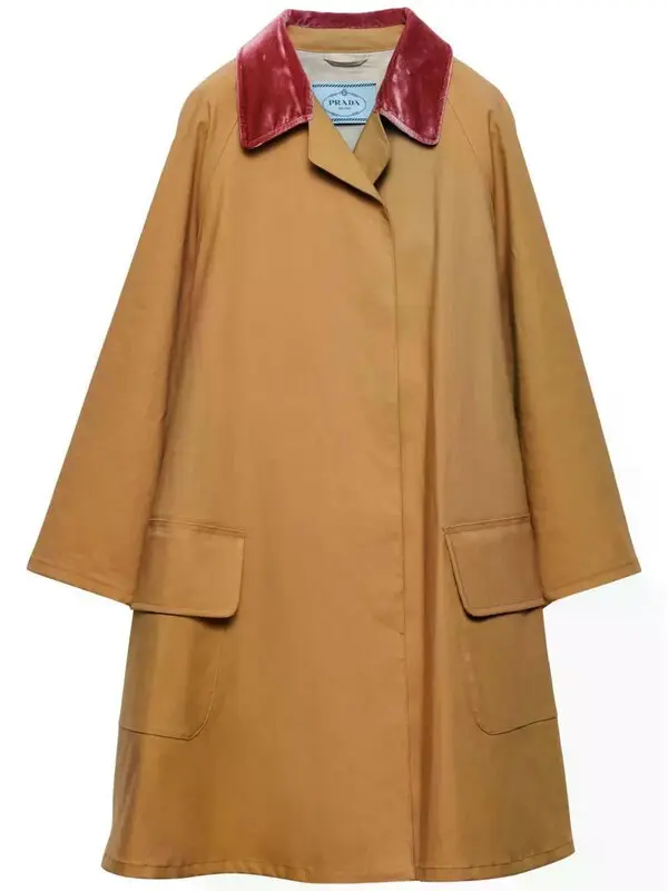 Prada Cotton Raincoat With Velvet Collar