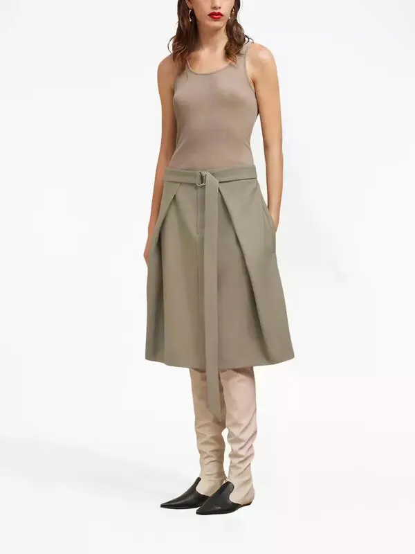 AMI Paris Belted Wool Midi Skirt