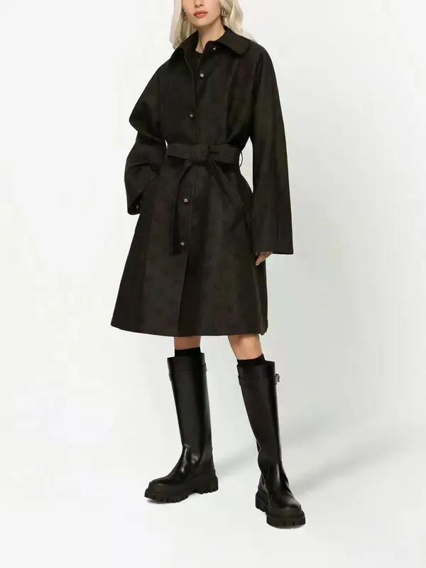Dolce & Gabbana Dg Logo Jacquard Belted Trench Coat