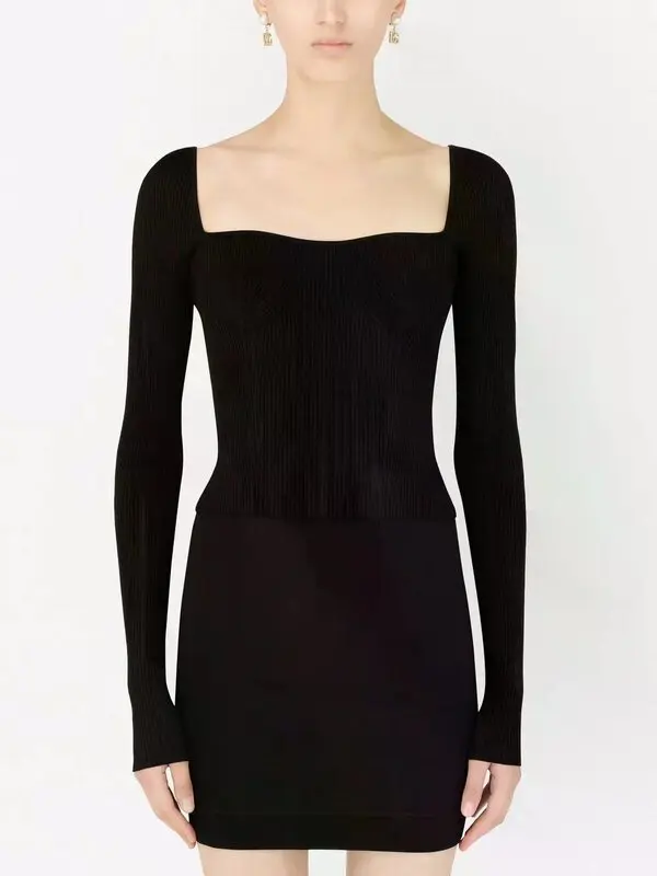 Dolce & Gabbana Ribbed-knit Square-neck Jumper