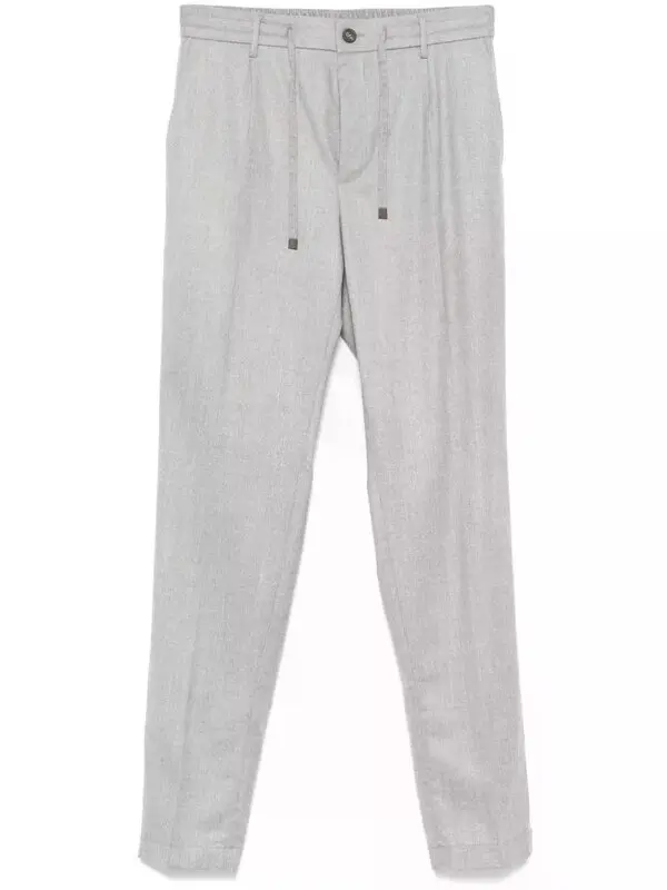 Peserico Tapered Virgin Wool Felted Trousers - Grey