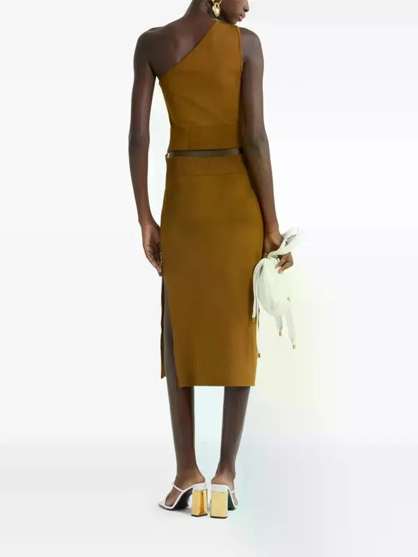PATOU Midi Skirt With Zip Detail - Brown