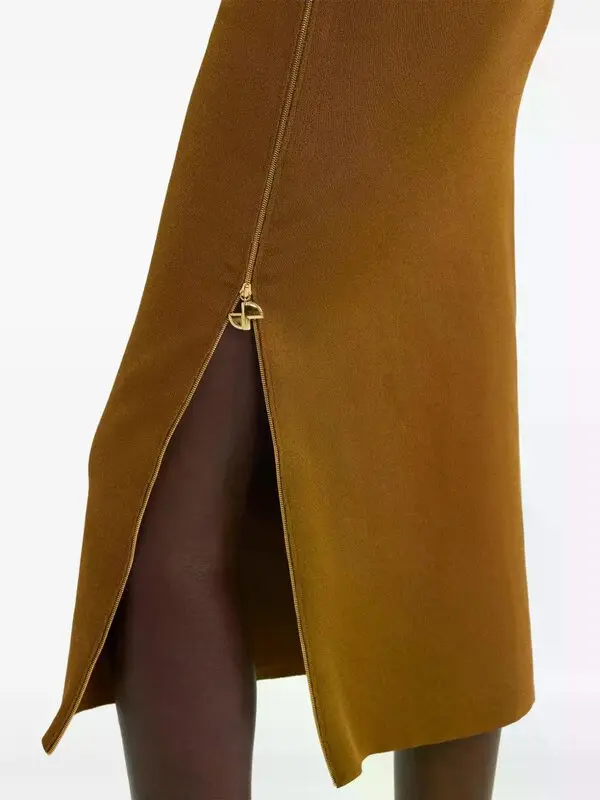 PATOU Midi Skirt With Zip Detail - Brown