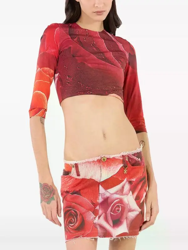 Roberto Cavalli Rose Print T-shirt