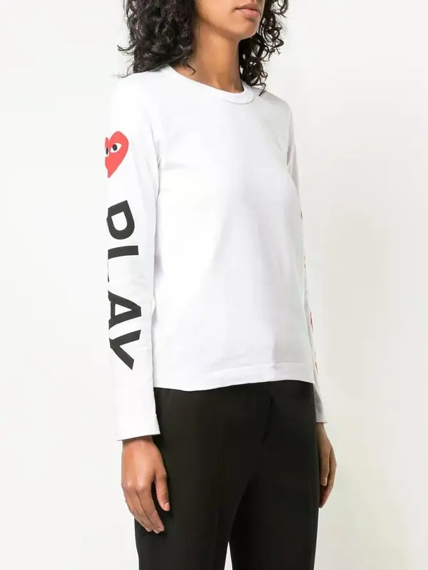 Play Comme Des Garcon Logo Print Cotton Sweatshirt