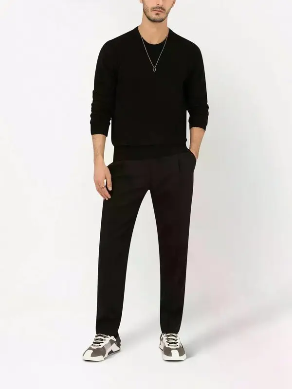 Dolce & Gabbana Cashmere Fine Knit Crew Neck Sweater - Black