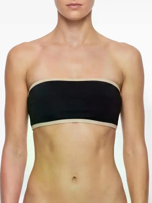 TOTEME Strapless Bikini Top With Contrasting Trim - Black