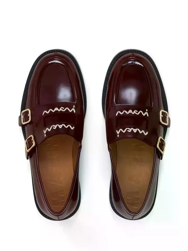 Marni Leather Double Buckle Loafers
