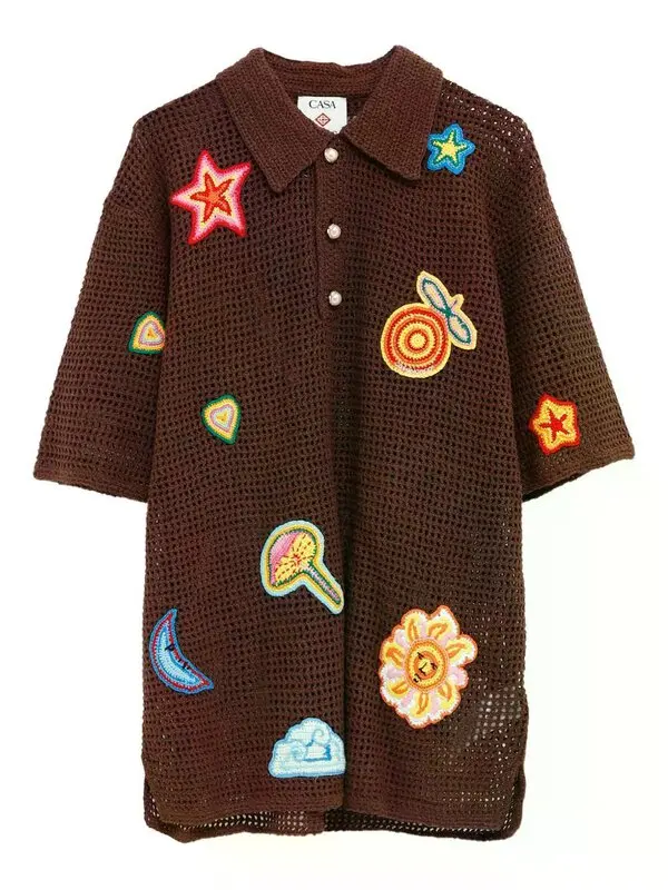Casablanca Crochet-knit Polo Shirt