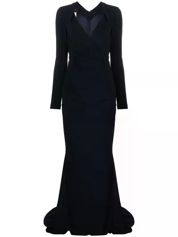 Talbot Runhof Draped Crepe Maxi Dress