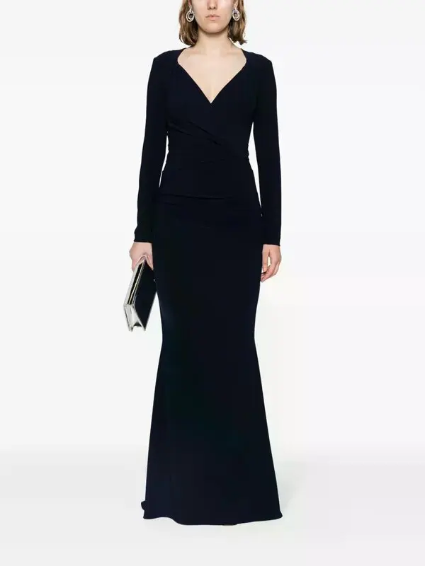 Talbot Runhof Draped Crepe Maxi Dress