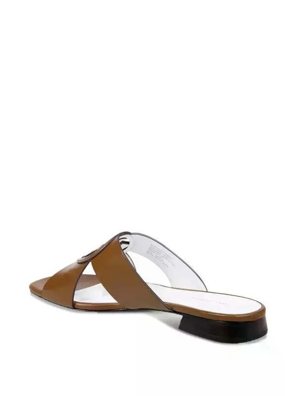 Tory Burch Miller Cut-out Leather Flat Sandals - Brown