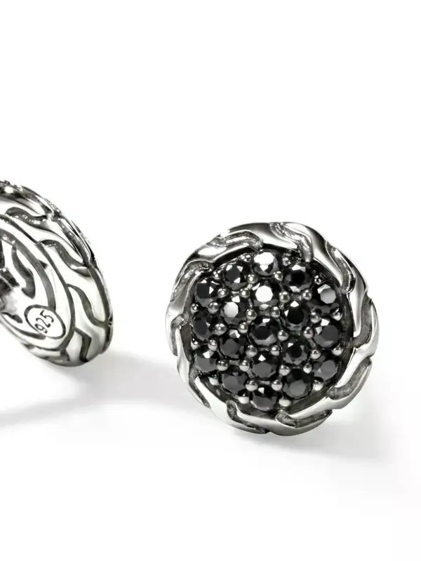 John Hardy Sterling Carved Chain Sapphire Stud Earrings