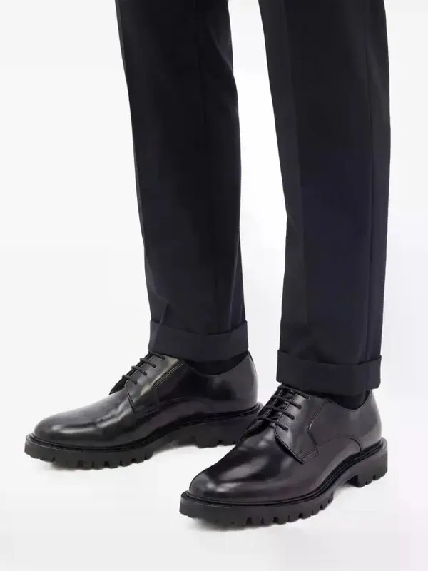 SCAROSSO Patent Calf Leather Derby Shoes
