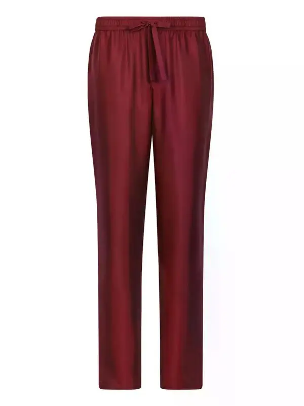 Dolce & Gabbana Silk Trousers With Embroidered Logo - Red