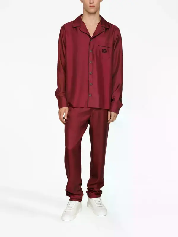 Dolce & Gabbana Silk Trousers With Embroidered Logo