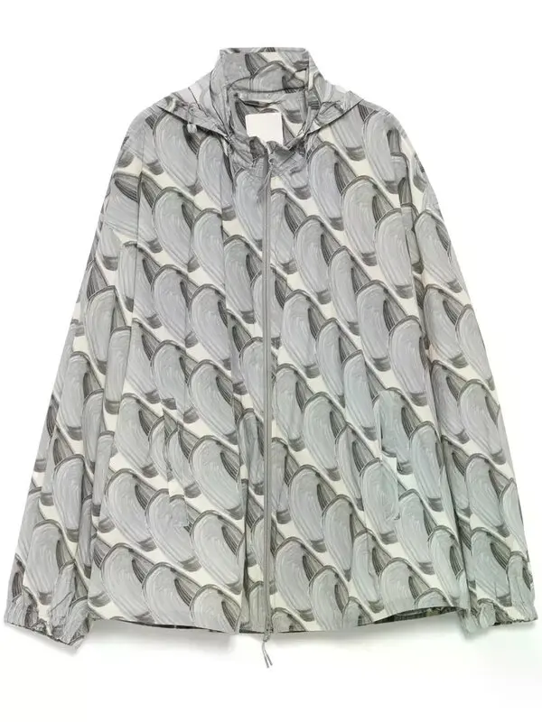 JNBY Hooded Zip-up Jacket With Abstract Print - Blue