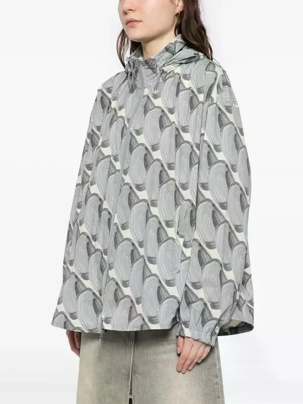 JNBY Hooded Zip-up Jacket With Abstract Print - Blue