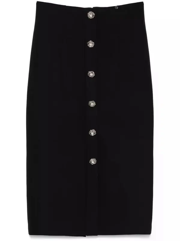 NISSA Button-detailed Midi Skirt - Black
