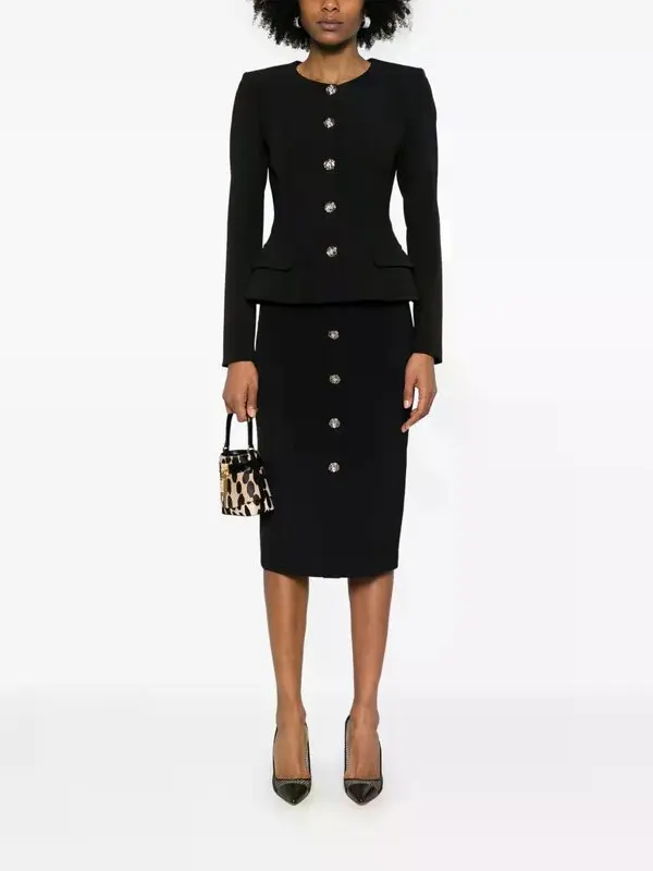 NISSA Button-detailed Midi Skirt - Black