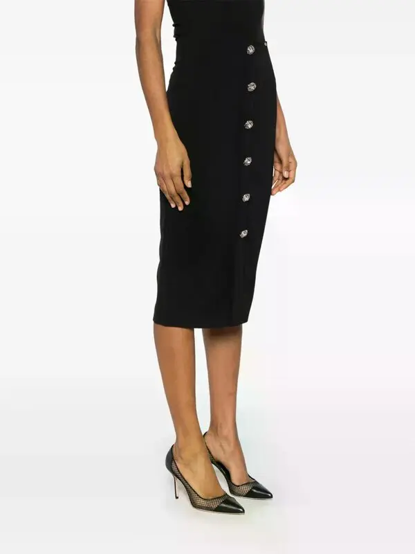 NISSA Button-detailed Midi Skirt - Black