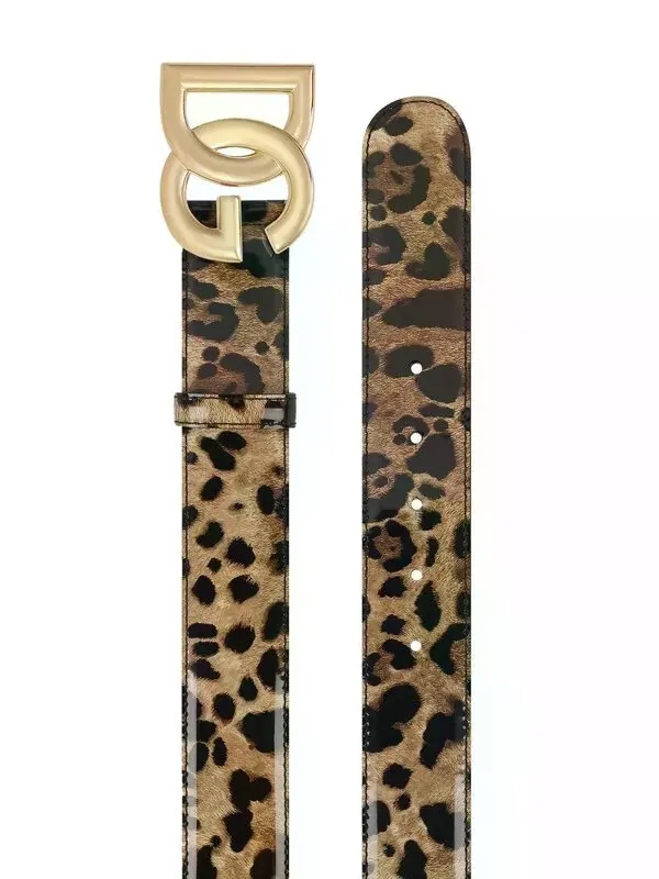 Dolce & Gabbana Dg Logo Leopard Print Leather Belt