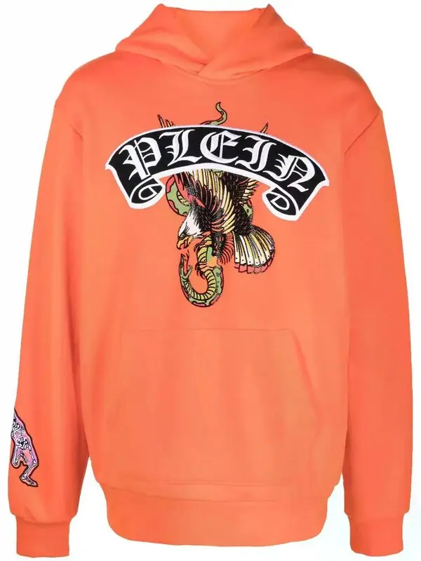 Philipp Plein Embroidered Logo Hoodie - Orange