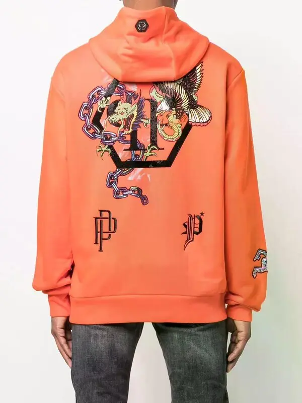 Philipp Plein Embroidered Logo Hoodie - Orange