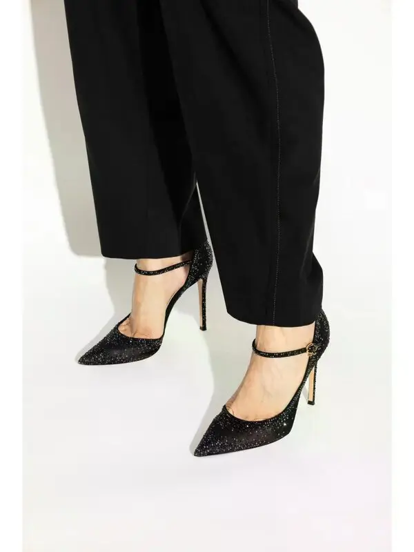 GIANVITO ROSSI 115mm Crystal-embellished Mesh Pumps - Black