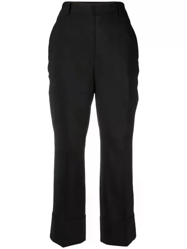 Dsquared2 Cropped Flare Trousers In Virgin Wool Blend - Black