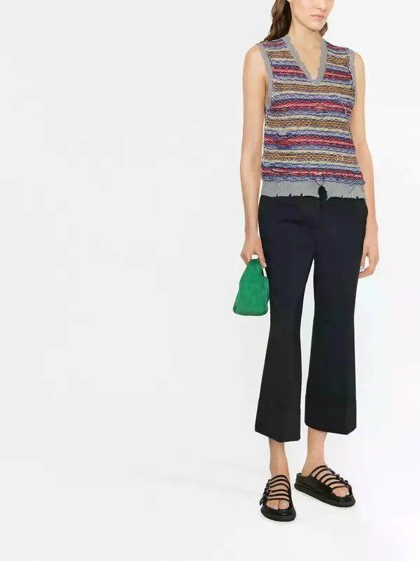 Dsquared2 Cropped Flare Trousers In Virgin Wool Blend
