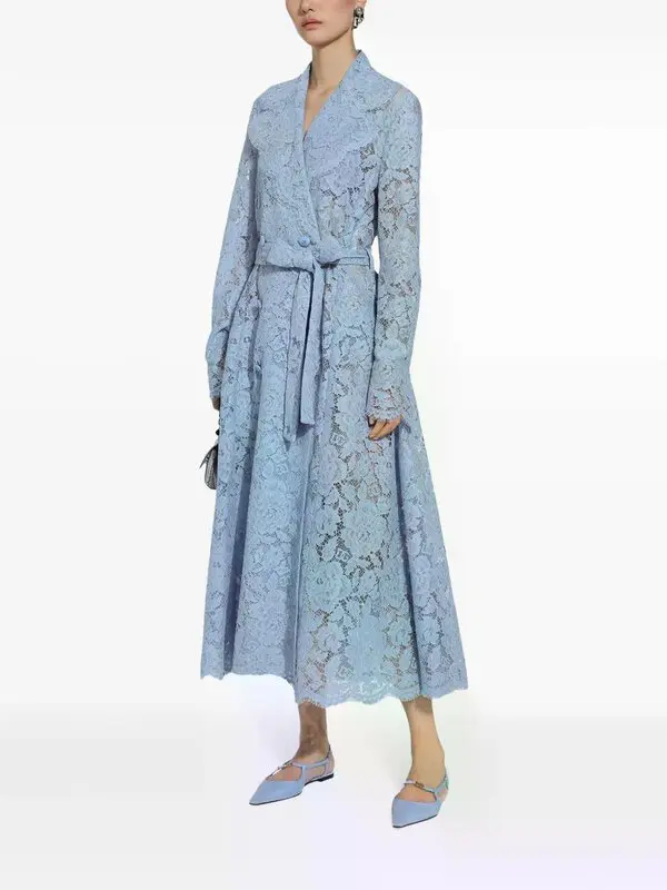 Dolce & Gabbana Lace Trench Coat - Blue
