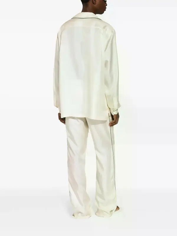 Dolce & Gabbana Logo-embroidered Silk Trousers - White