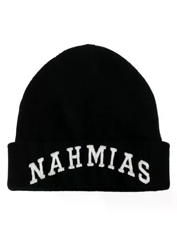 NAHMIAS Logo Embroidered Wool-cashmere Blend Beanie - Black