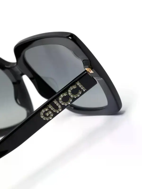 Gucci Oversized Acetate Sunglasses With Crystal Logo