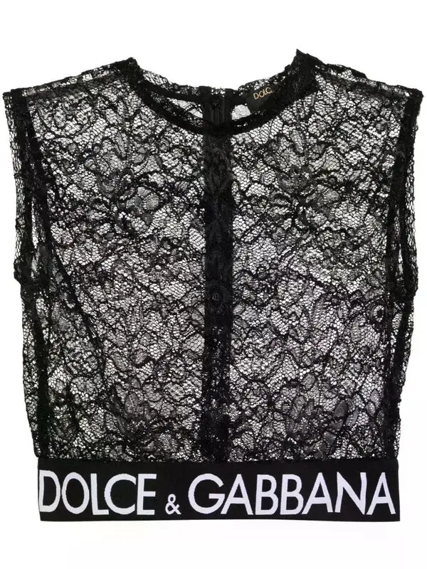 Dolce & Gabbana Lace Cropped Top - Black