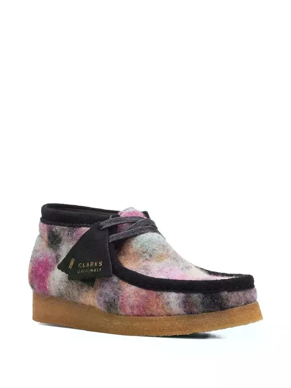 Clarks Wallabee Black Wool Comb Derby Shoes - Pink